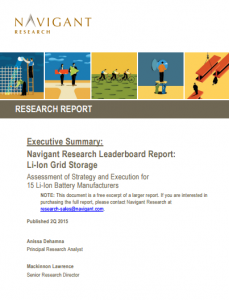 Navigant Research Leaderboard Report: Li-Ion Grid Storage - OurEnergyPolicy