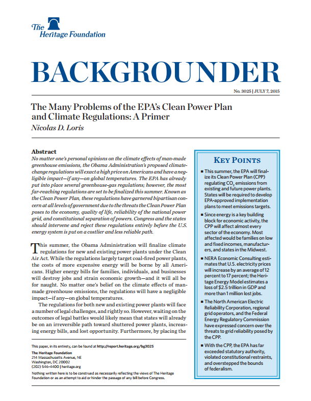 The Many Problems of the EPA’s Clean Power Plan and Climate Regulations ...