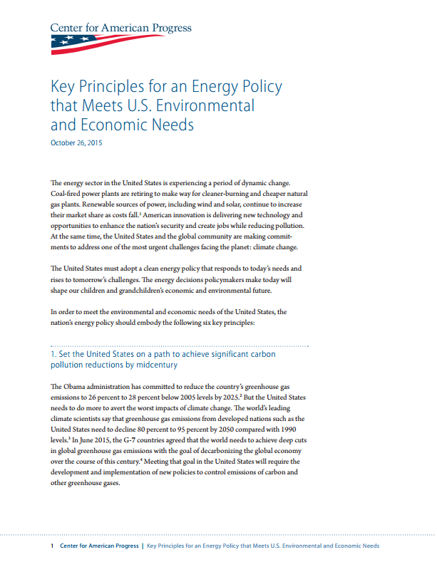 Key Principles for an Energy Policy that Meets U.S. Environmental and ...