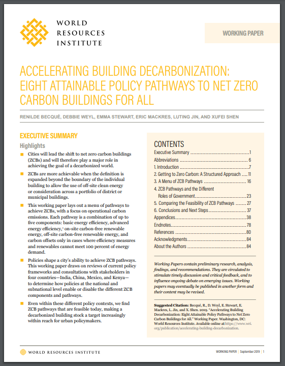 Accelerating Building Decarbonization: Eight Attainable Policy Pathways to Net Zero Carbon ...