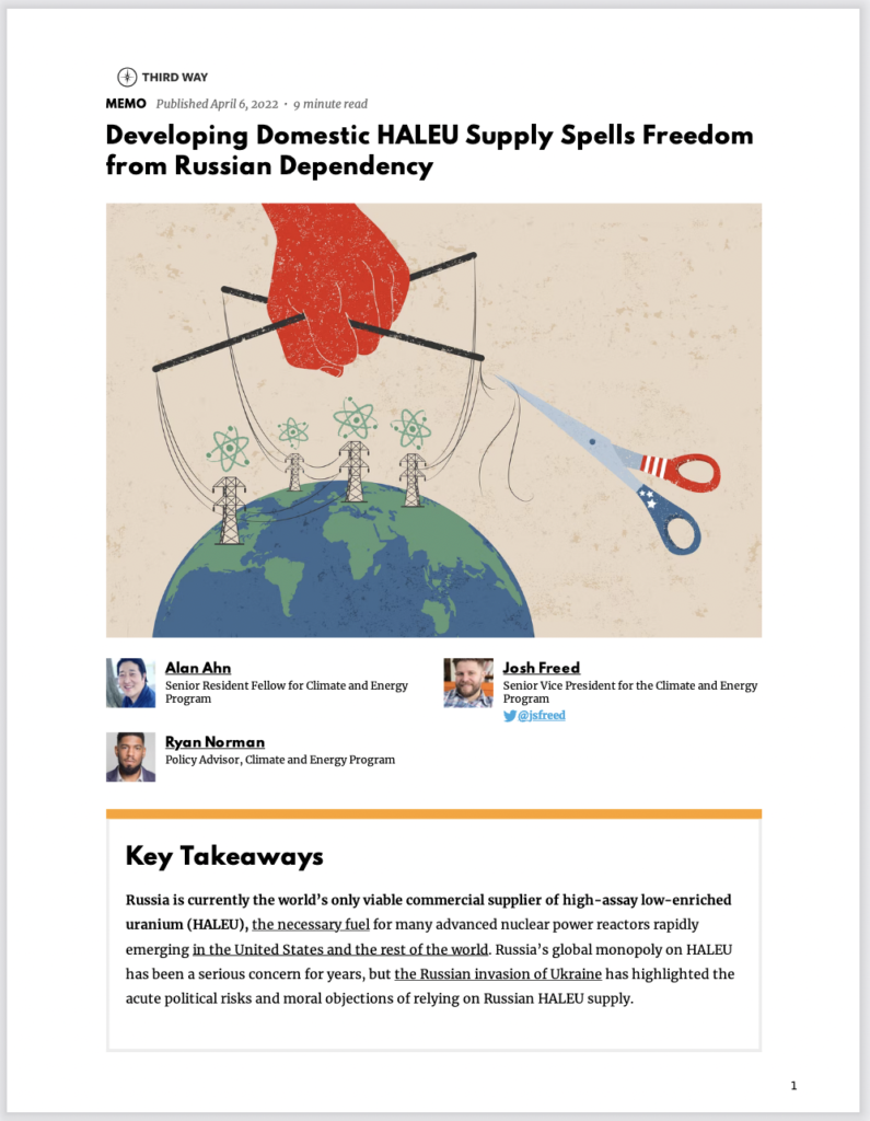 Developing Domestic HALEU Supply Spells Freedom from Russian Dependency ...
