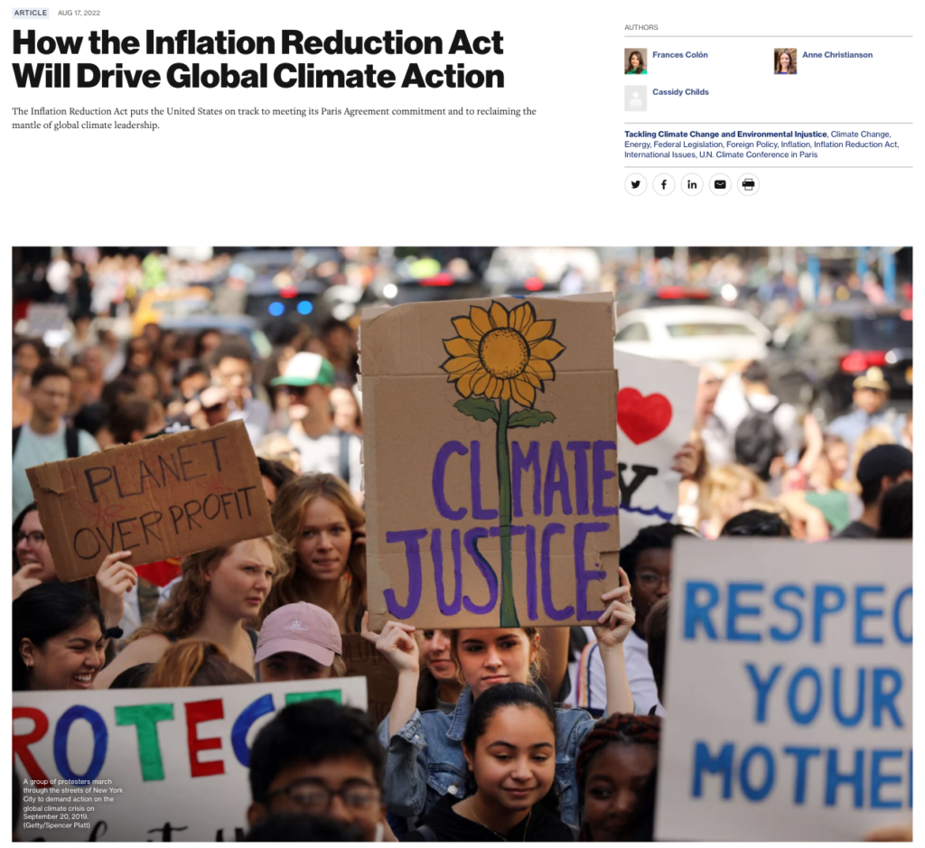 How the Inflation Reduction Act Will Drive Global Climate Action ...