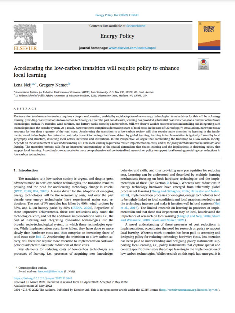 Accelerating the Low-Carbon Transition Will Require Policy to Enhance ...