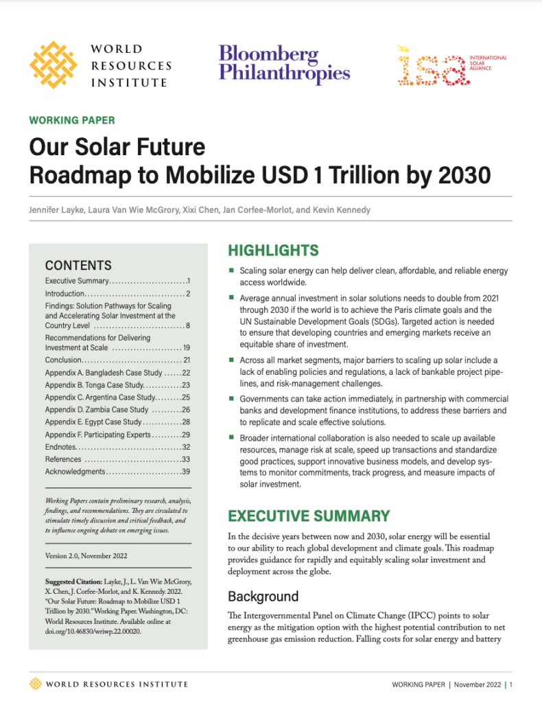 Our Solar Future: Roadmap to Mobilize USD 1 Trillion by 2030 ...