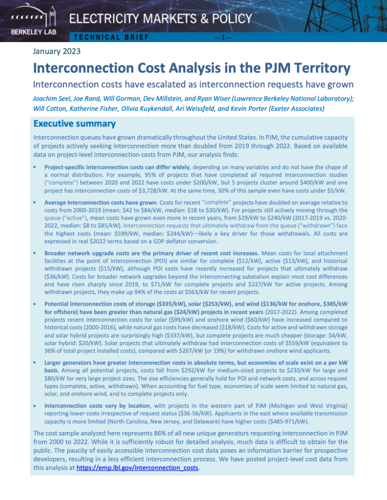Interconnection Cost Analysis in the PJM Territory - OurEnergyPolicy