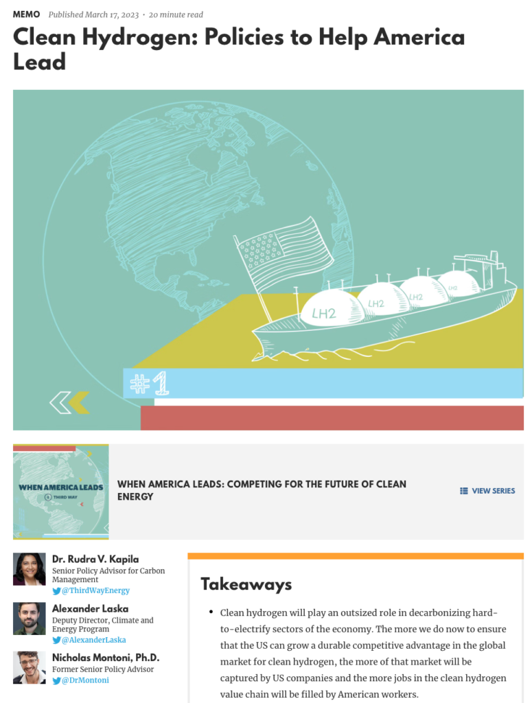 Clean Hydrogen: Policies to Help America Lead - OurEnergyPolicy