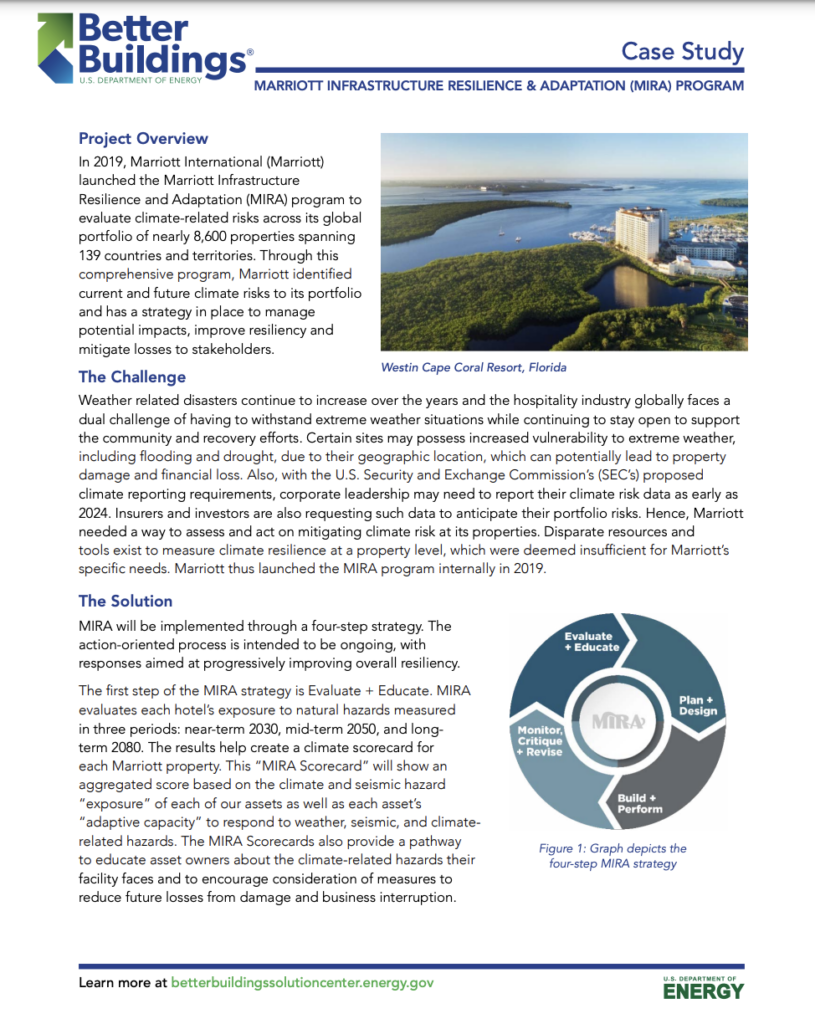 Marriott Infrastructure Resilience & Adaptation (MIRA) Program ...