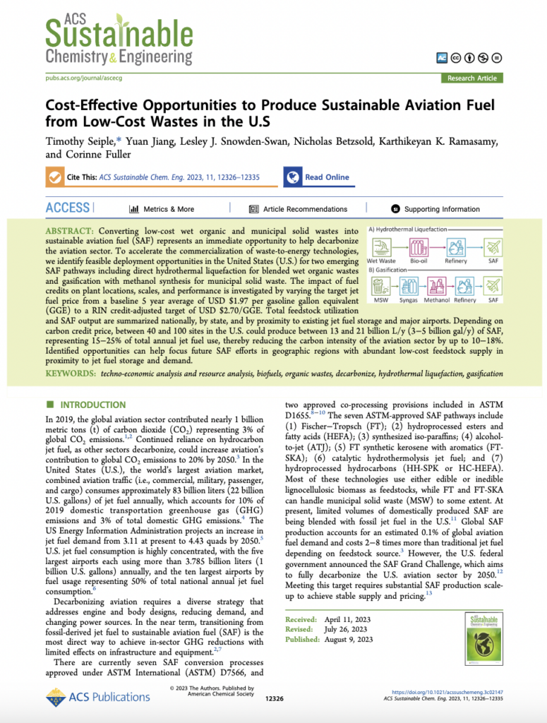Cost-Effective Opportunities to Produce Sustainable Aviation Fuel from ...