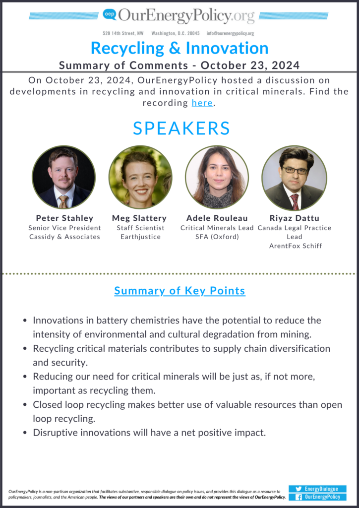 Recycling and Innovation - OurEnergyPolicy