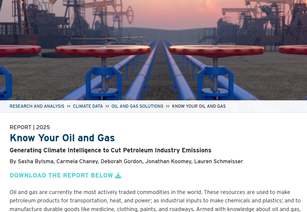 Know Your Oil and Gas: Generating Climate Intelligence to Cut Petroleum ...